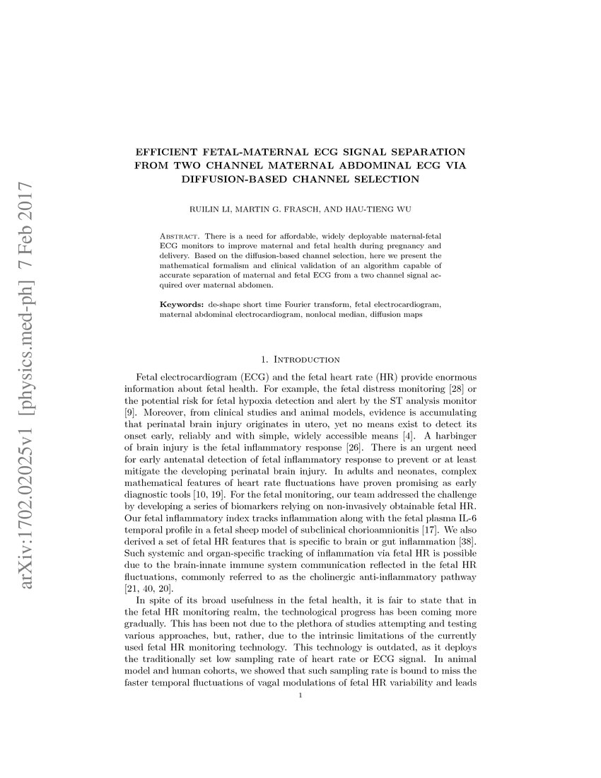 Efficient fetal-maternal ECG signal separation from two channel ...