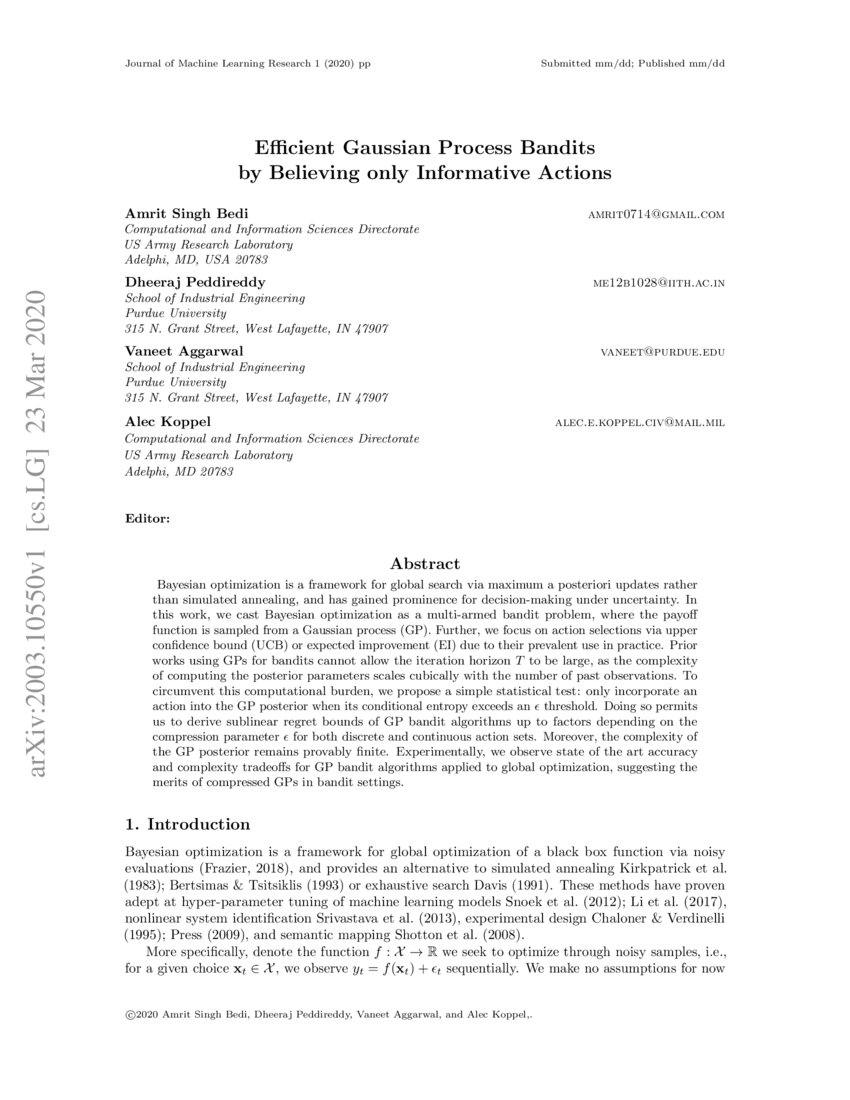 Efficient Gaussian Process Bandits by Believing only Informative ...