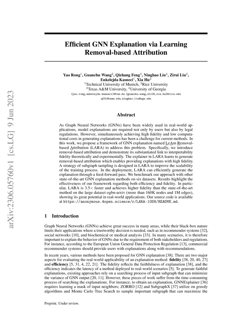 Efficient GNN Explanation via Learning Removal-based Attribution | DeepAI Efficient GNN Explanation via Learning Removal-based Attribution | DeepAI