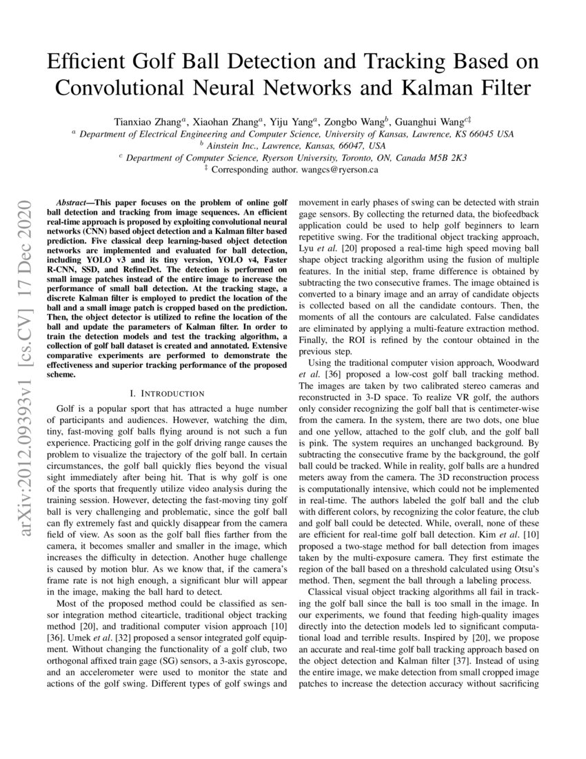 Efficient Golf Ball Detection and Tracking Based on Convolutional ...