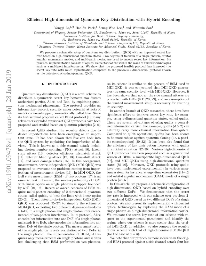 Efficient High-dimensional Quantum Key Distribution with Hybrid Encoding | DeepAI