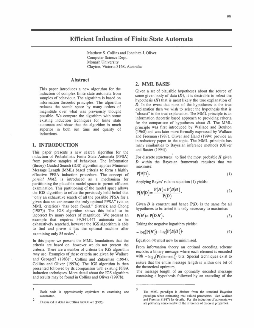 Efficient Induction of Finite State Automata | DeepAI