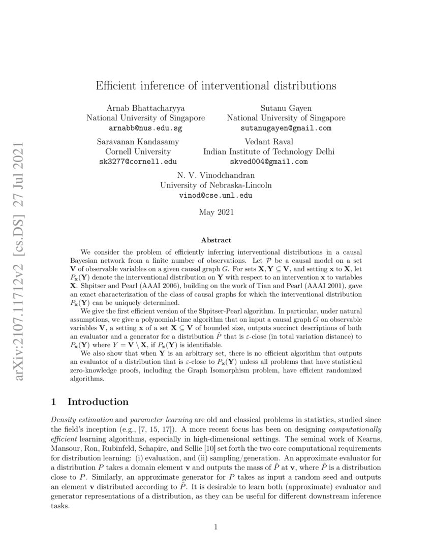 Efficient Inference Of Interventional Distributions Deepai
