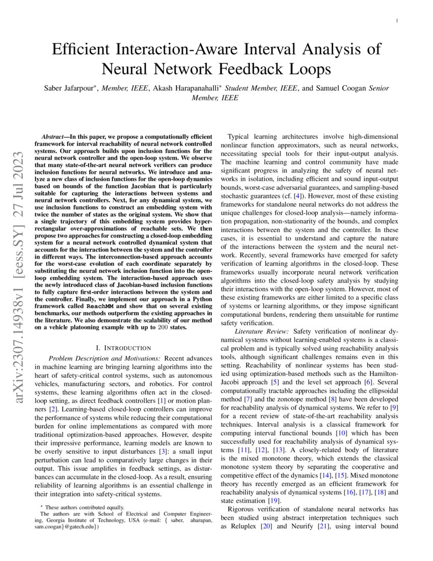 Efficient Interaction Aware Interval Analysis Of Neural Network