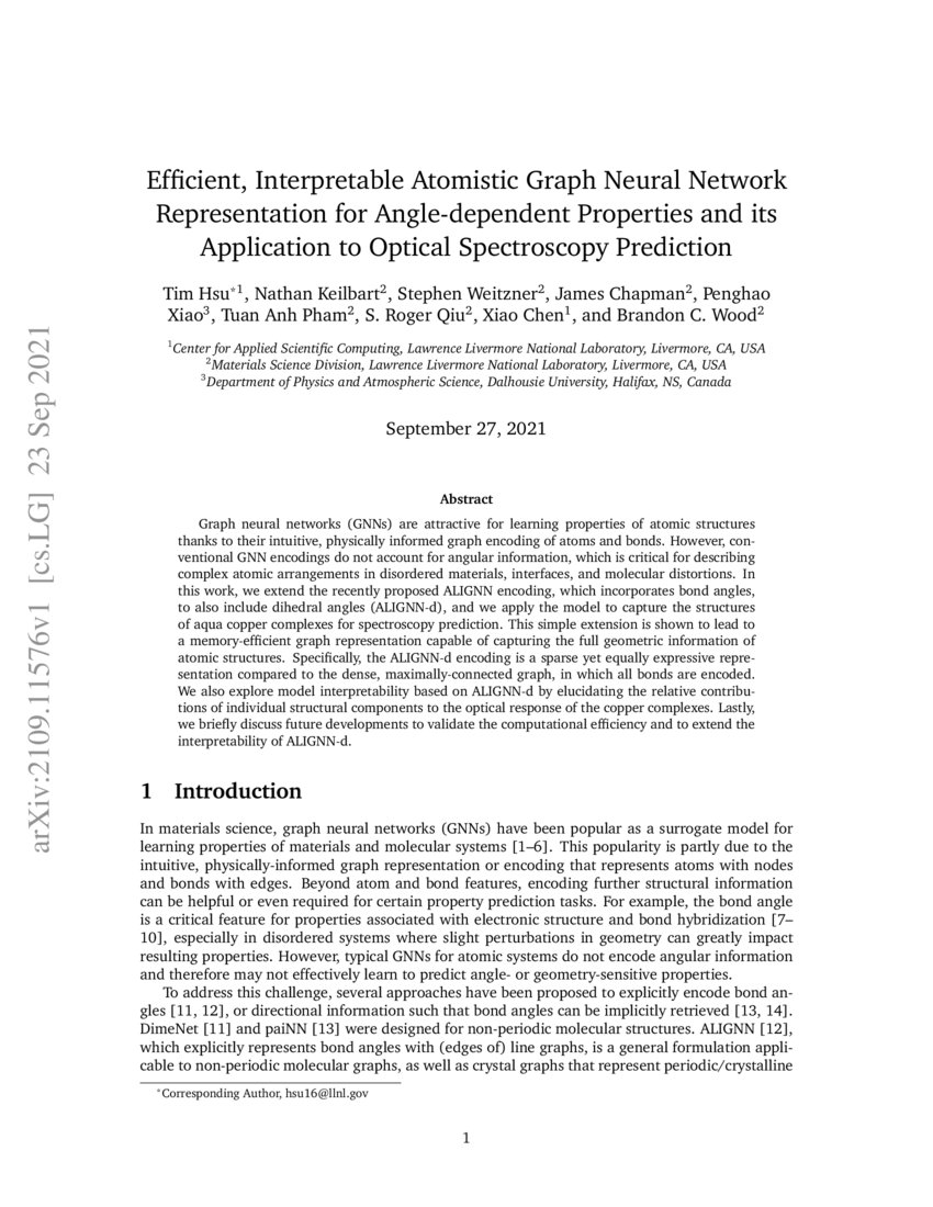 Efficient, Interpretable Atomistic Graph Neural Network Representation ... Efficient, Interpretable Atomistic Graph Neural Network Representation ...