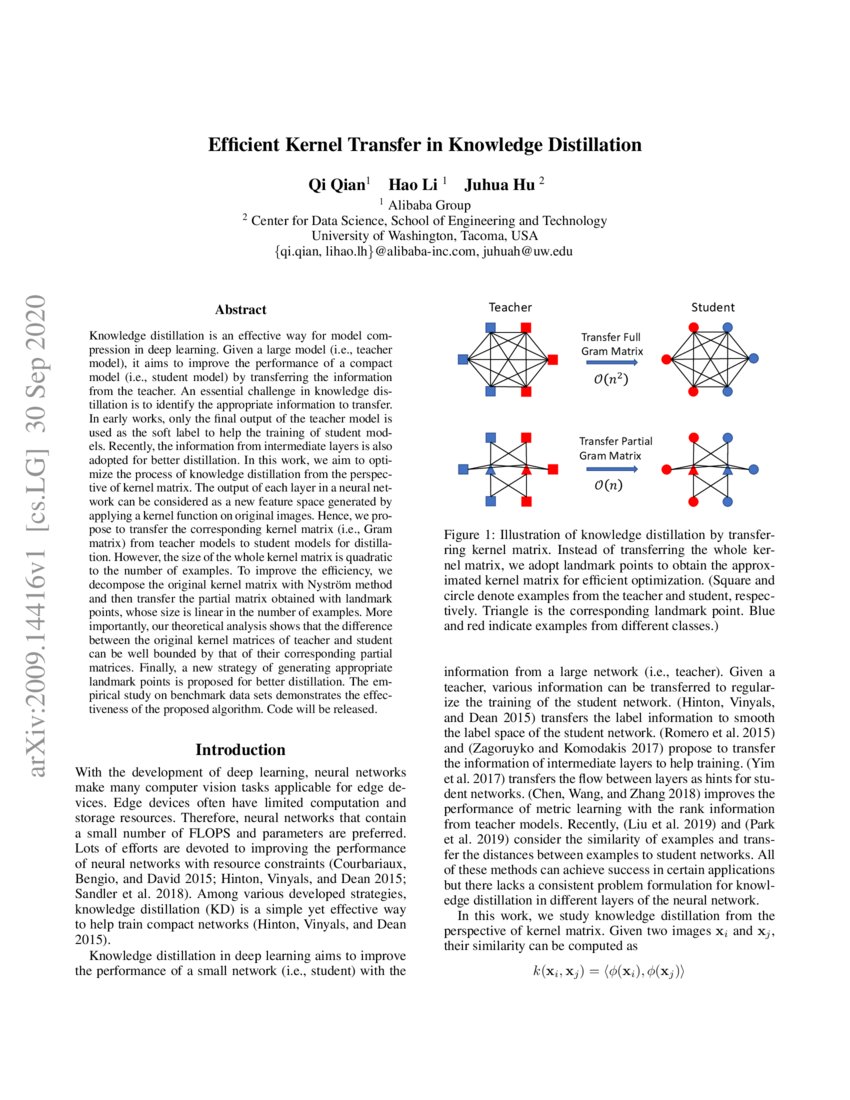 Efficient Kernel Transfer in Knowledge Distillation | DeepAI Efficient Kernel Transfer in Knowledge Distillation | DeepAI