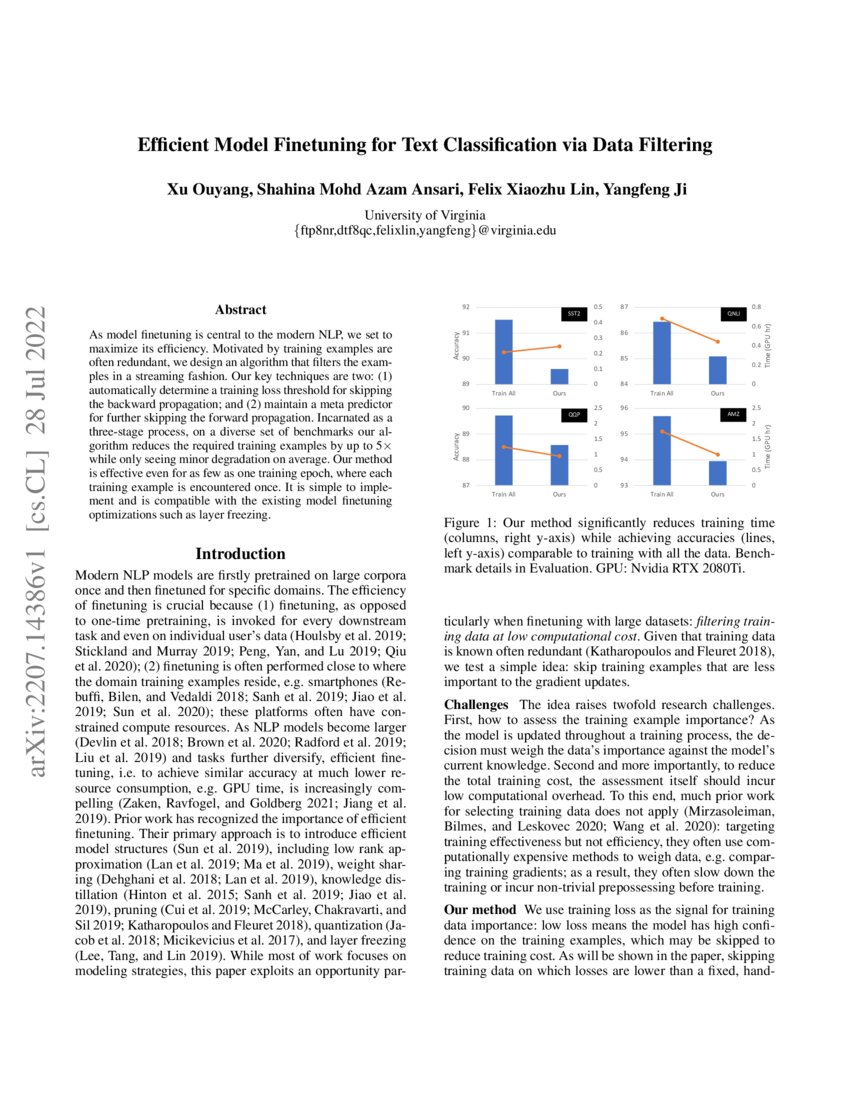 Efficient Model Finetuning For Text Classification Via Data Filtering Deepai