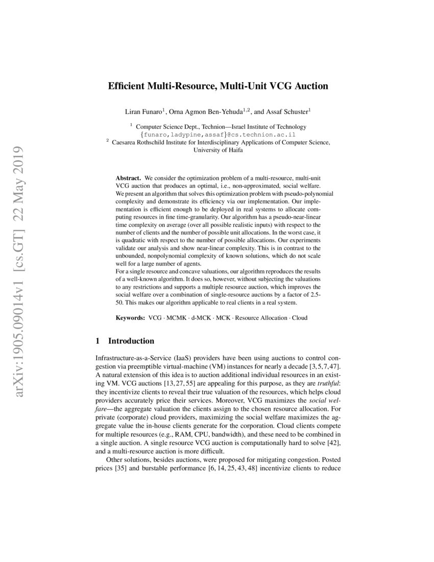Efficient Multi-Resource, Multi-Unit VCG Auction | DeepAI