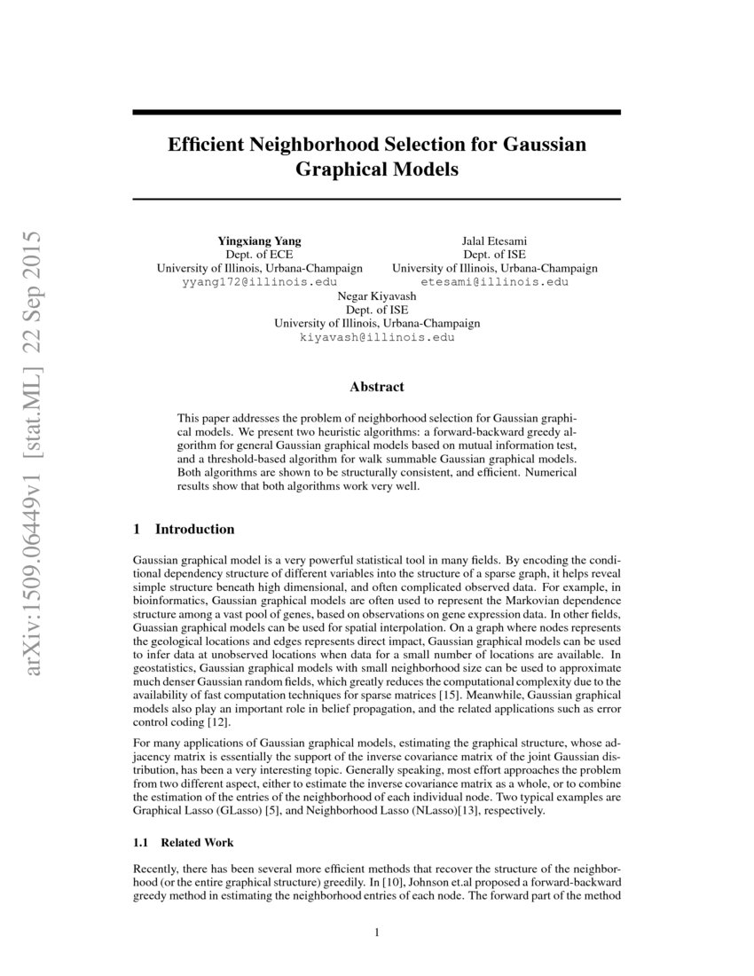 Efficient Neighborhood Selection for Gaussian Graphical Models | DeepAI