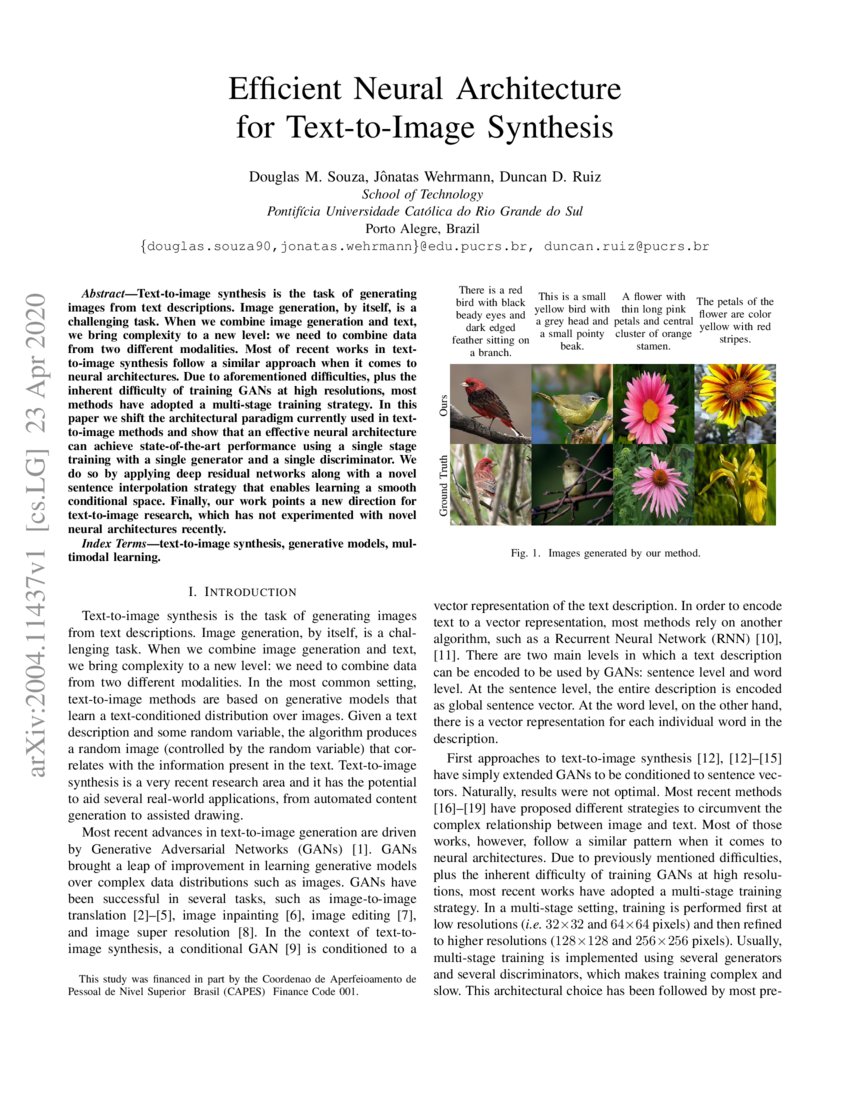 Efficient Neural Architecture for Text-to-Image Synthesis | DeepAI