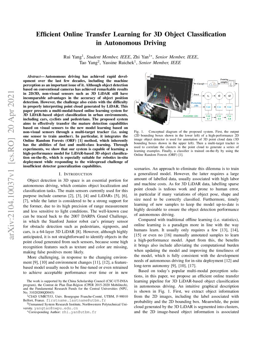 Efficient Online Transfer Learning For 3d Object Classification In