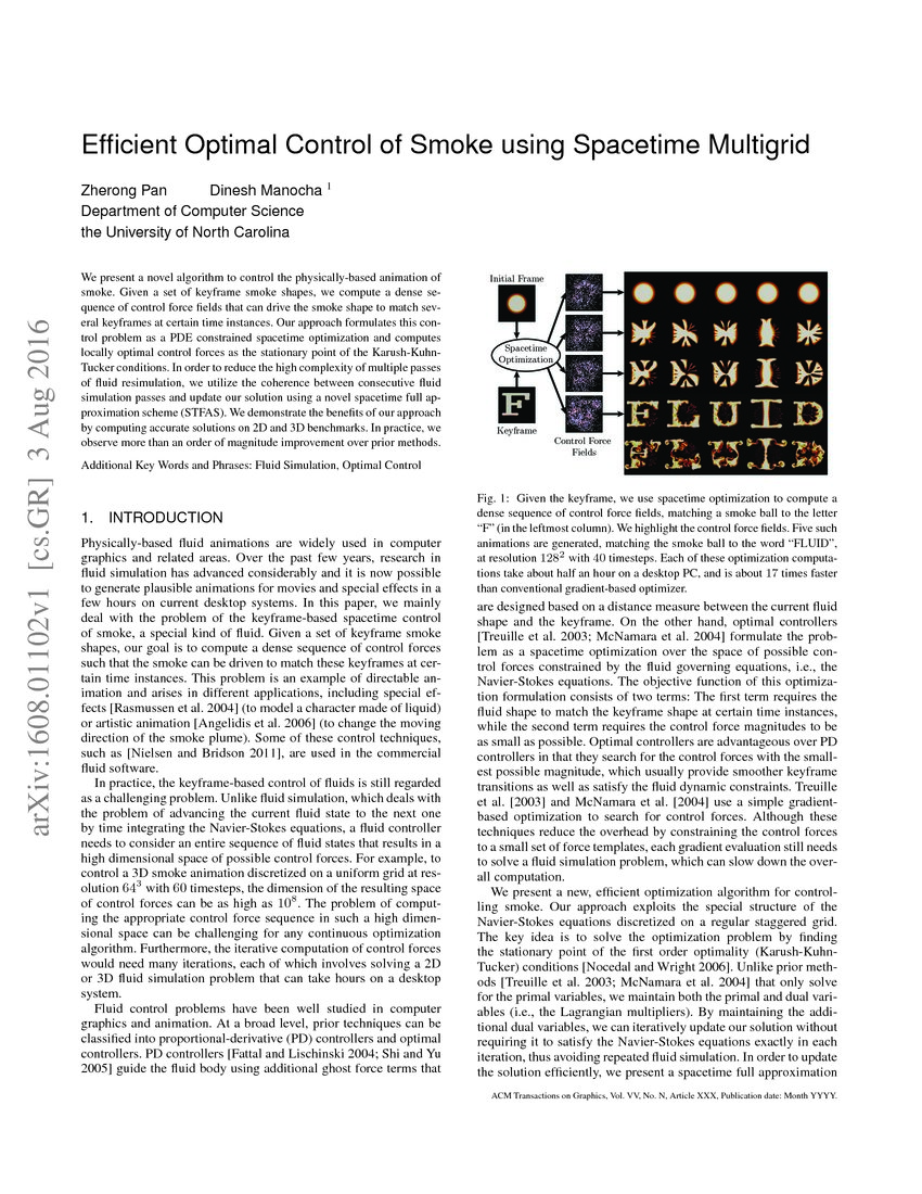 Efficient Optimal Control Of Smoke Using Spacetime Multigrid Deepai