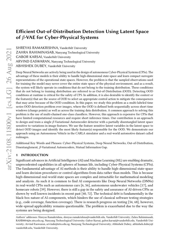 Efficient Out Of Distribution Detection Using Latent Space Of β Vae For