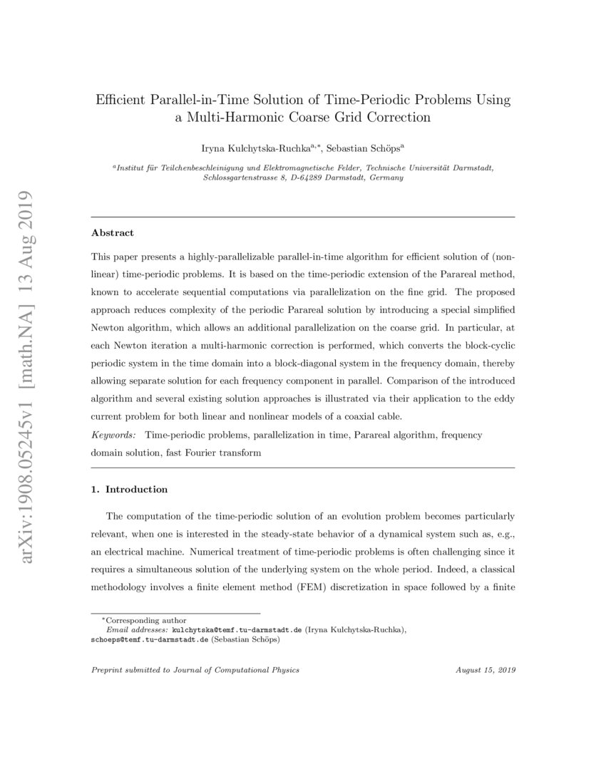 Efficient Parallel In Time Solution Of Time Periodic Problems Using A