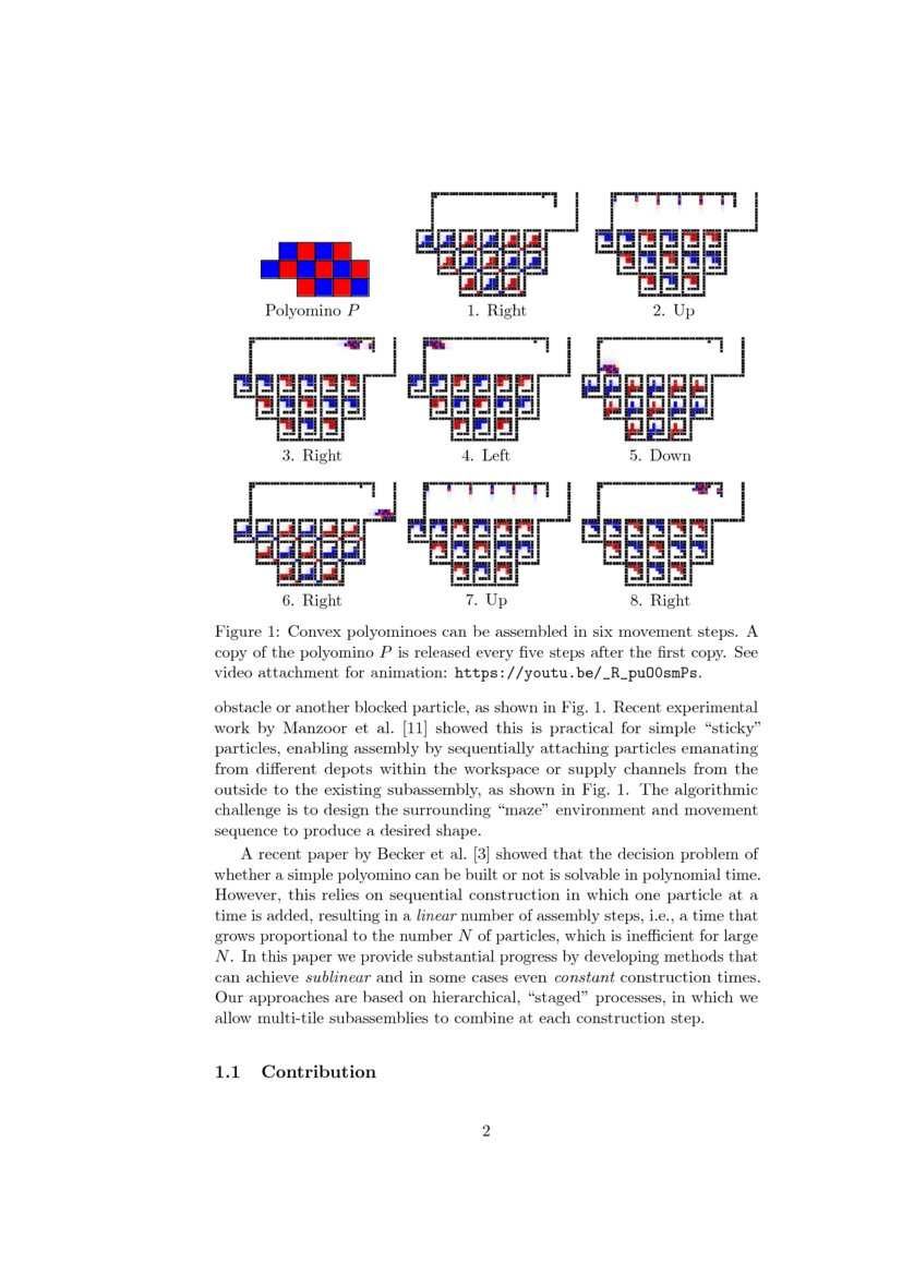 Efficient Parallel Self-Assembly Under Uniform Control Inputs | DeepAI