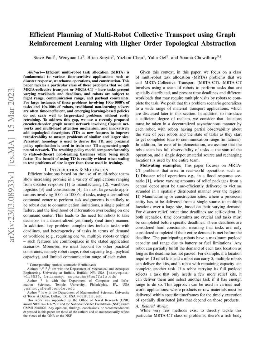 Efficient Planning Of Multi Robot Collective Transport Using Graph Reinforcement Learning With