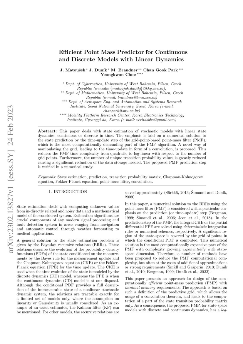 Efficient Point Mass Predictor For Continuous And Discrete Models With Linear Dynamics Deepai
