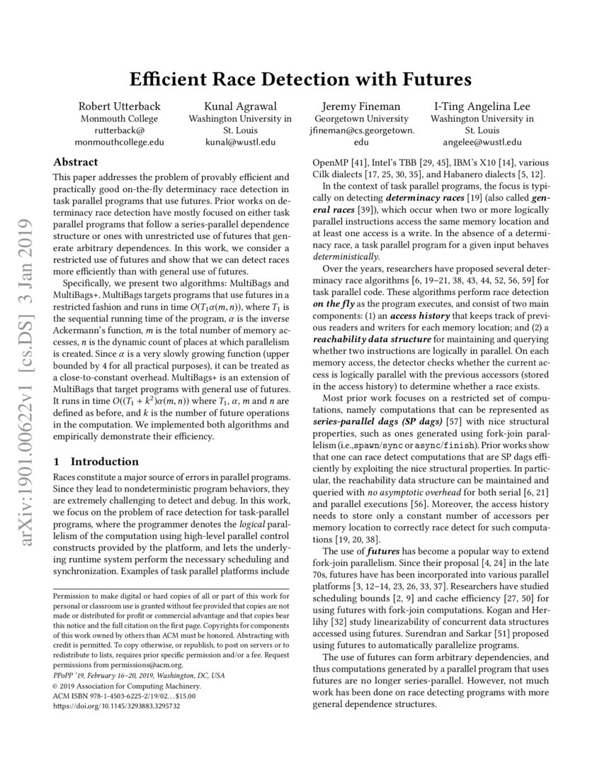 Efficient Race Detection with Futures | DeepAI