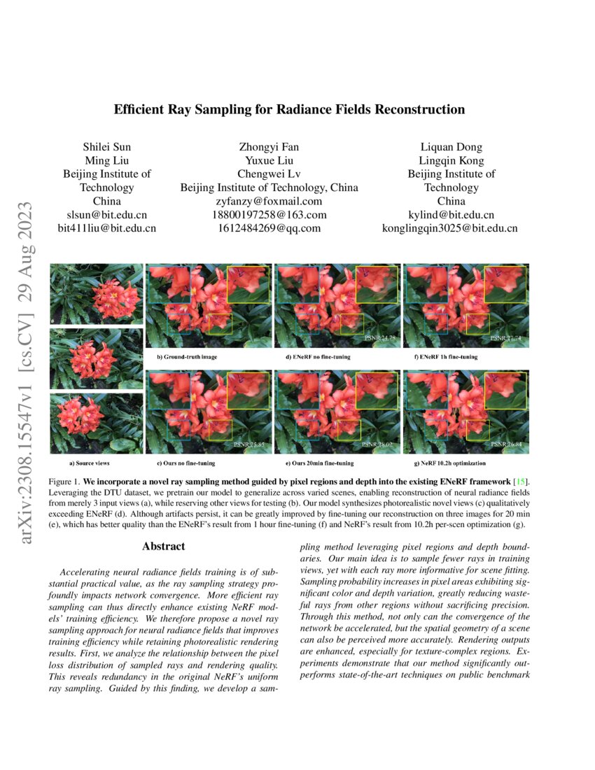 Efficient Ray Sampling For Radiance Fields Reconstruction Deepai