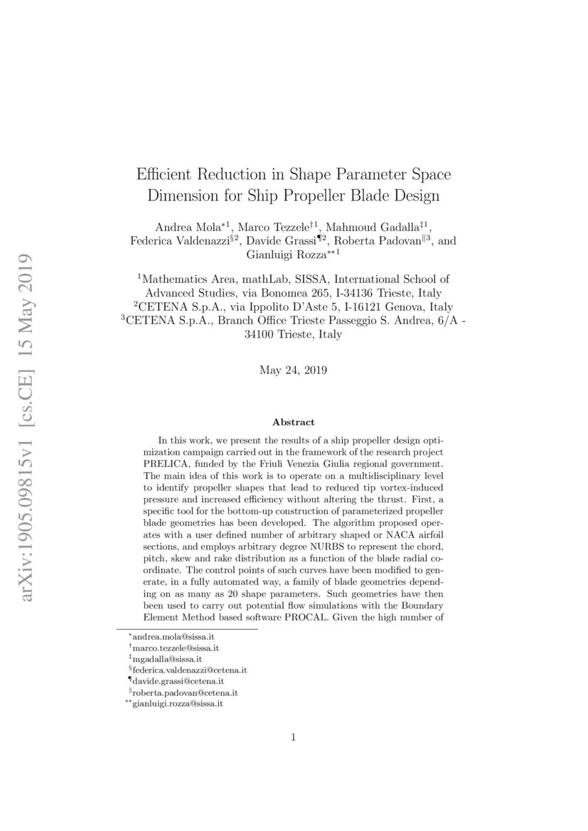 Efficient Reduction in Shape Parameter Space Dimension for Ship ...