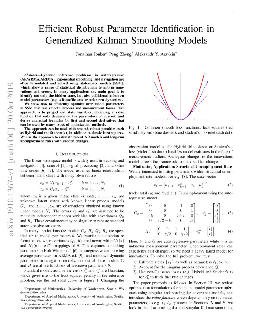 Efficient Robust Parameter Identification In Generalized Kalman