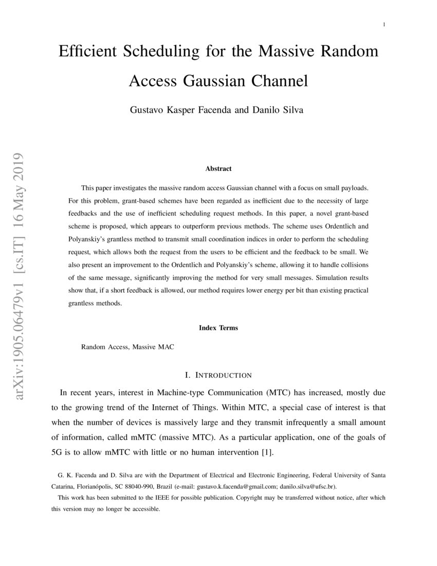 Efficient Scheduling for the Massive Random Access Gaussian Channel ...