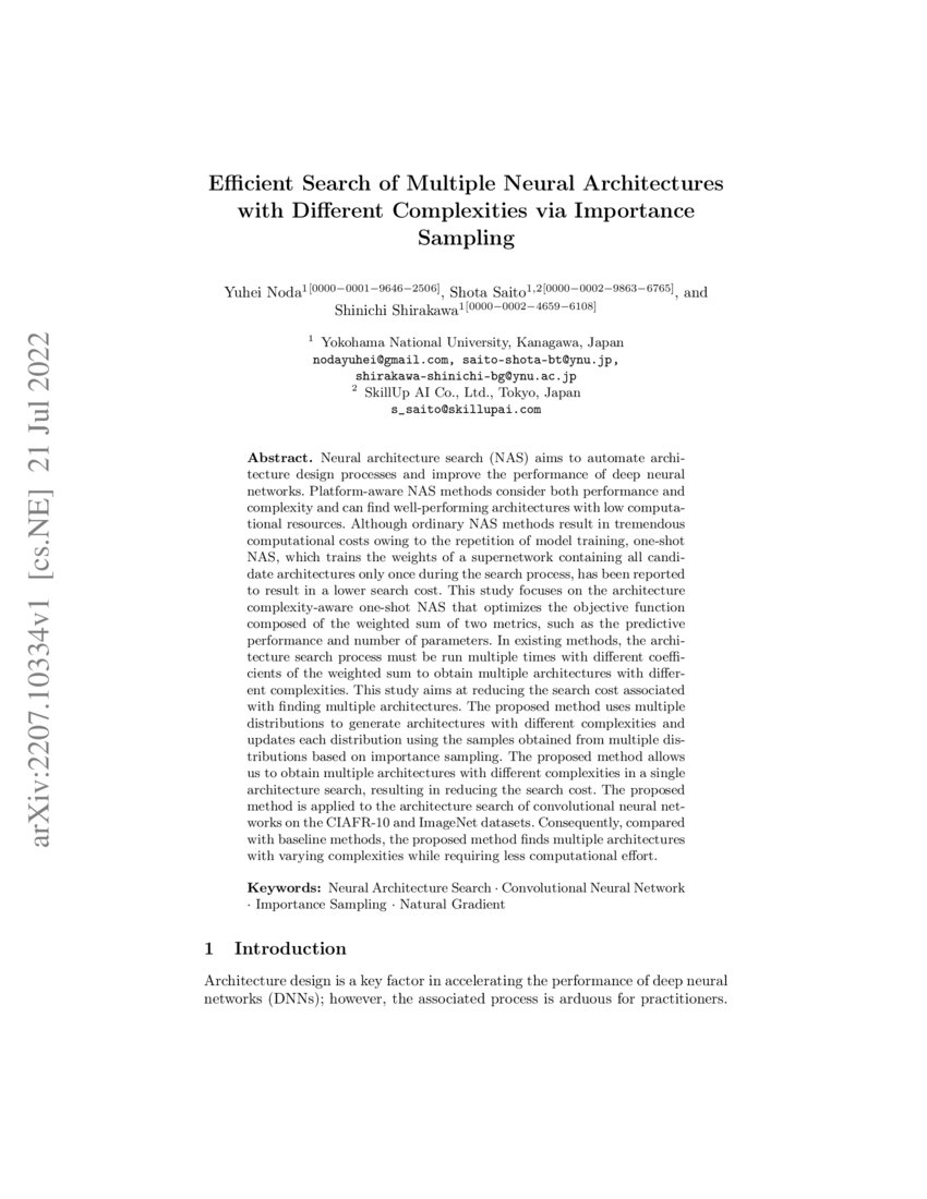 Efficient Search Of Multiple Neural Architectures With Different Complexities Via Importance