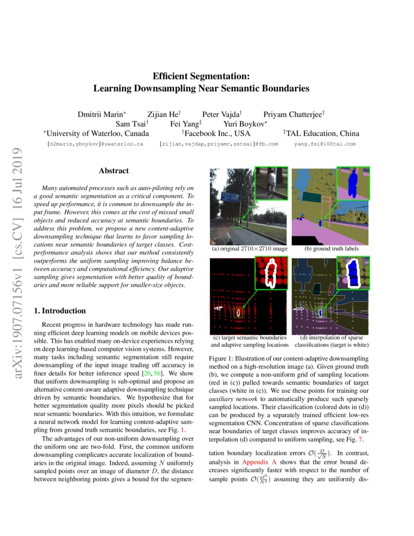 Efficient Segmentation: Learning Downsampling Near Semantic Boundaries | DeepAI