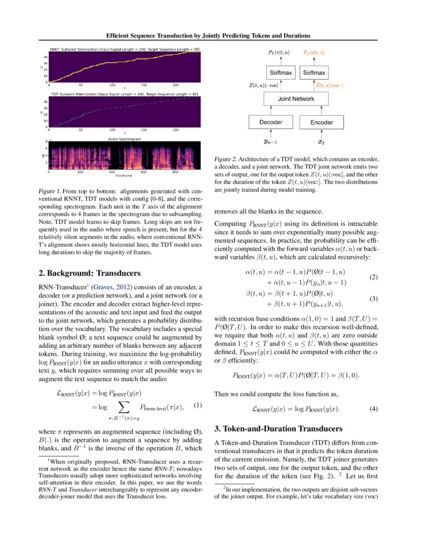 Efficient Sequence Transduction by Jointly Predicting Tokens and Durations | DeepAI