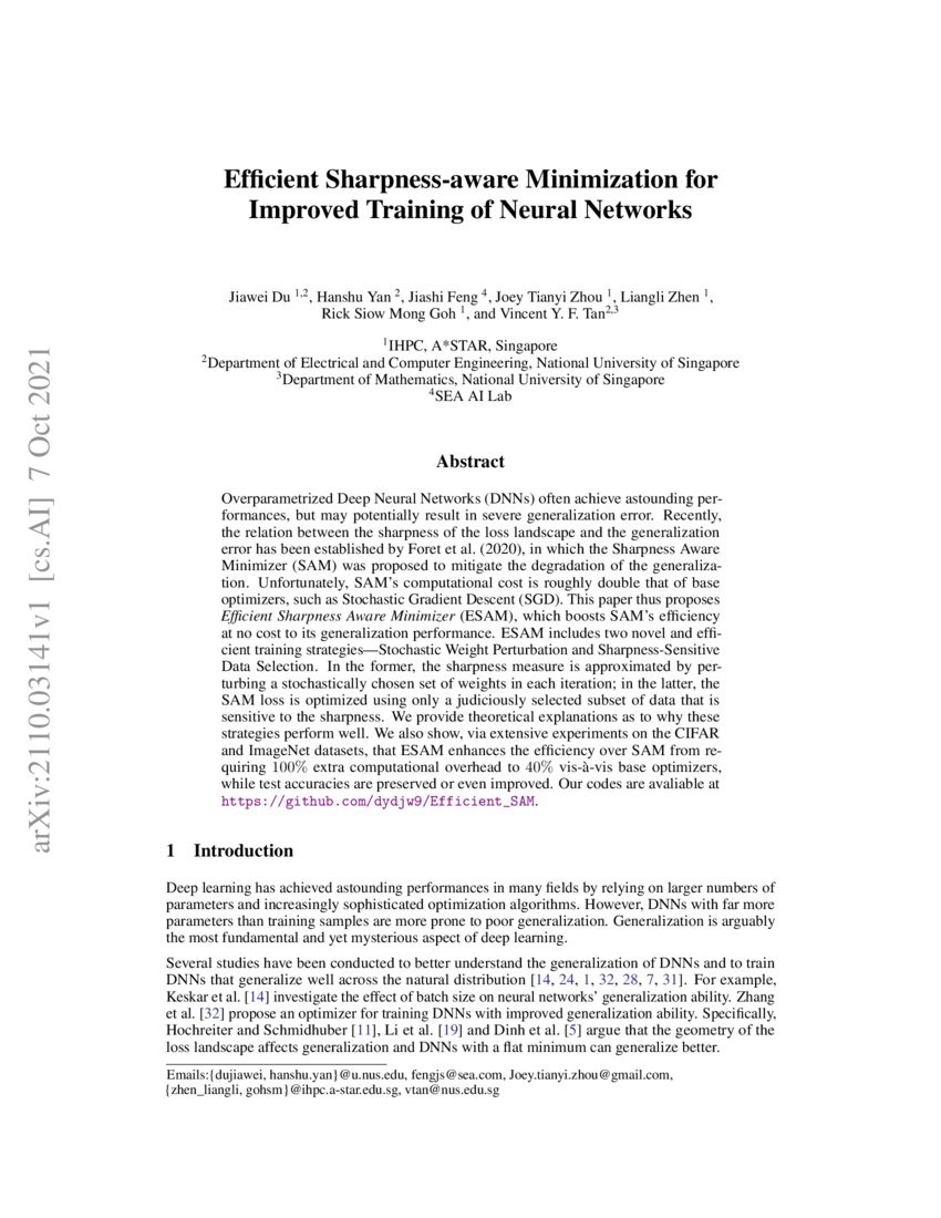 Efficient Sharpness-aware Minimization for Improved Training of Neural Networks | DeepAI