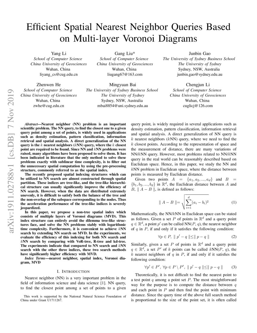 Efficient Spatial Nearest Neighbor Queries Based On Multi Layer Voronoi Diagrams Deepai