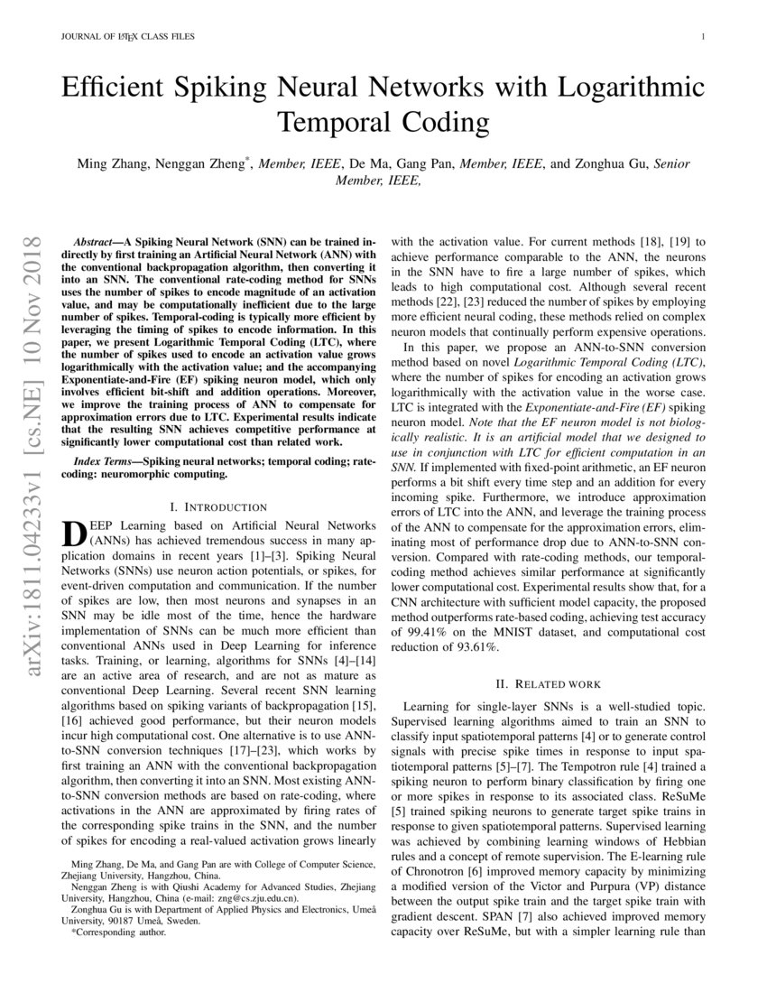 Efficient Spiking Neural Networks With Logarithmic Temporal Coding Deepai 3419