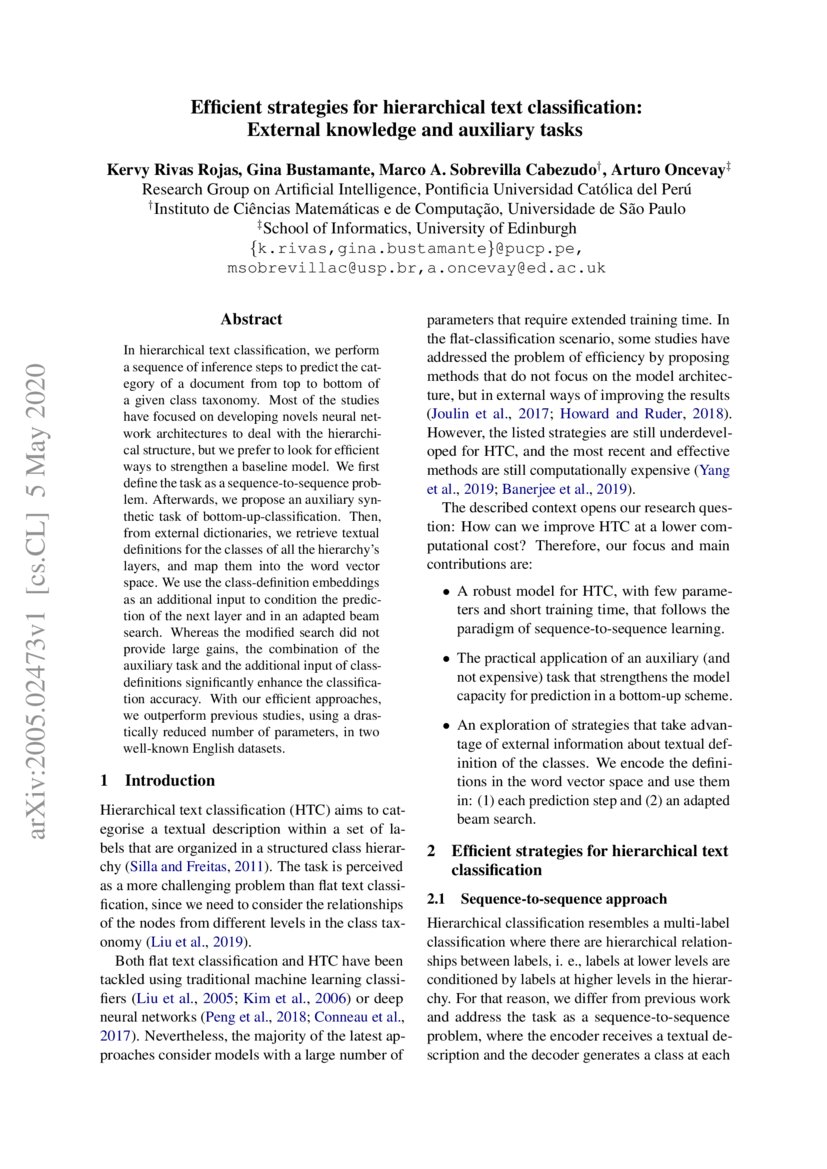 Efficient strategies for hierarchical text classification: External ... Efficient strategies for hierarchical text classification: External ...