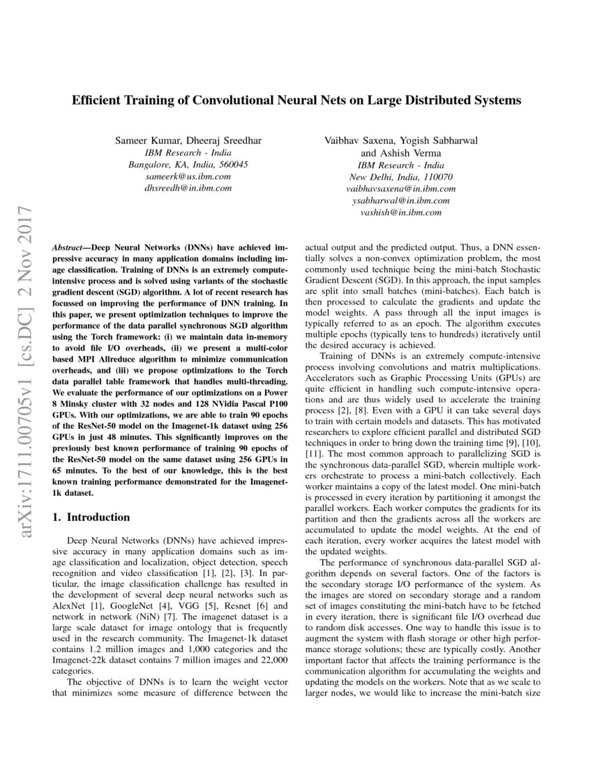 Efficient Training of Convolutional Neural Nets on Large Distributed ... Efficient Training of Convolutional Neural Nets on Large Distributed ...