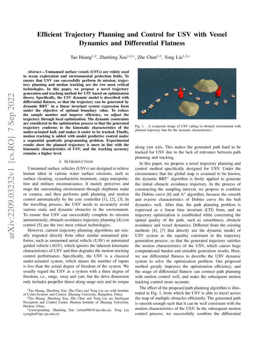 Efficient Trajectory Planning and Control for USV with Vessel Dynamics and Differential Flatness ...