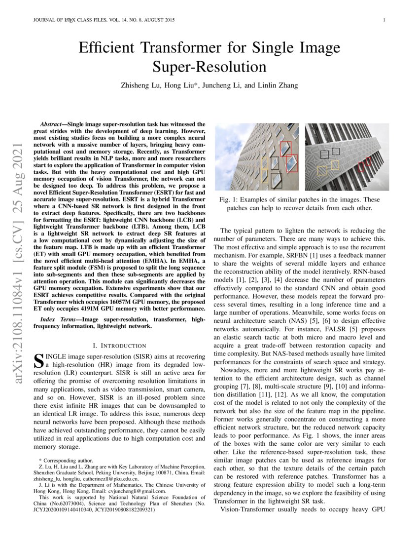Efficient Transformer For Single Image Super Resolution Deepai
