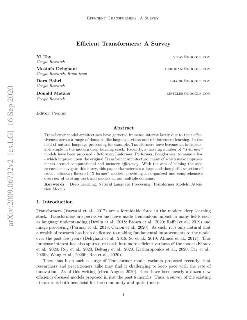 Efficient Transformers: A Survey | DeepAI