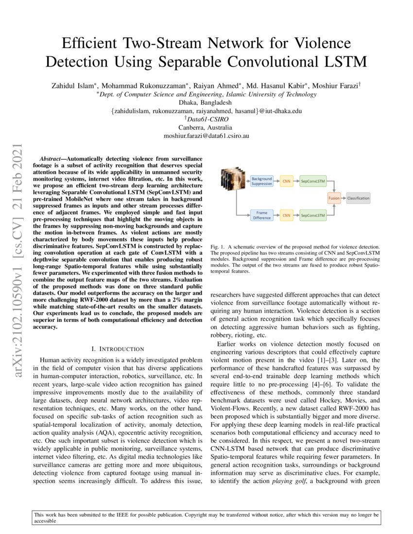 Efficient Two Stream Network For Violence Detection Using Separable