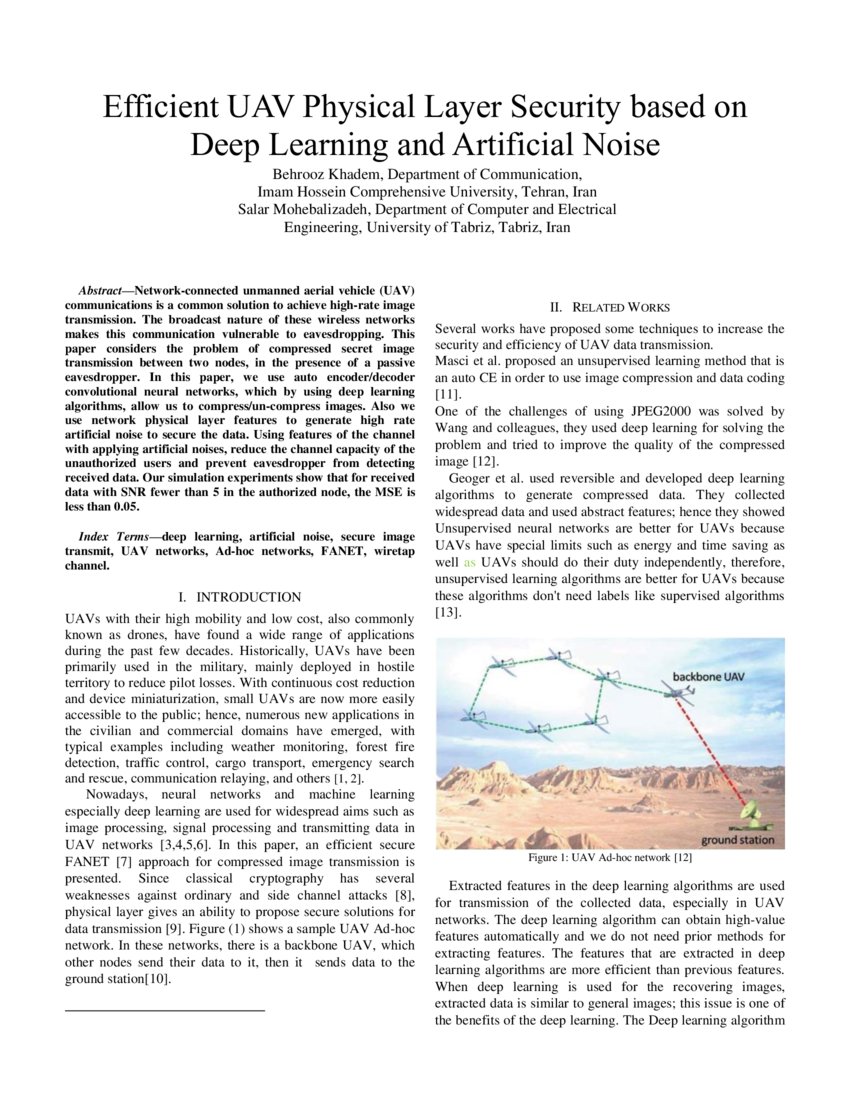 Efficient UAV Physical Layer Security based on Deep Learning and Artificial Noise | DeepAI