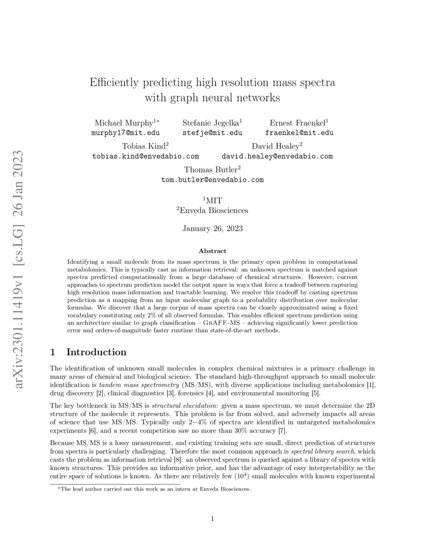 Efficiently Predicting High Resolution Mass Spectra With Graph Neural