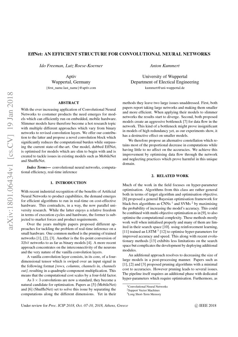 Effnet An Efficient Structure For Convolutional Neural Networks Deepai