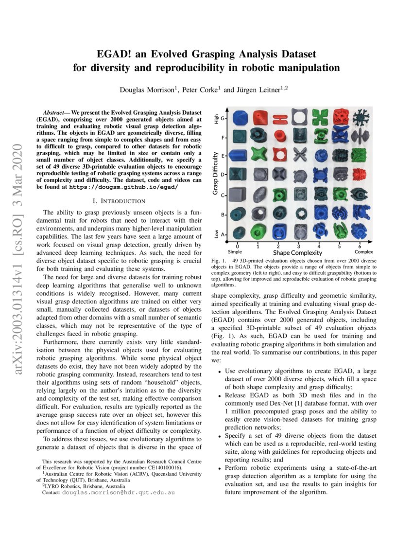 EGAD! an Evolved Grasping Analysis Dataset for diversity and ...
