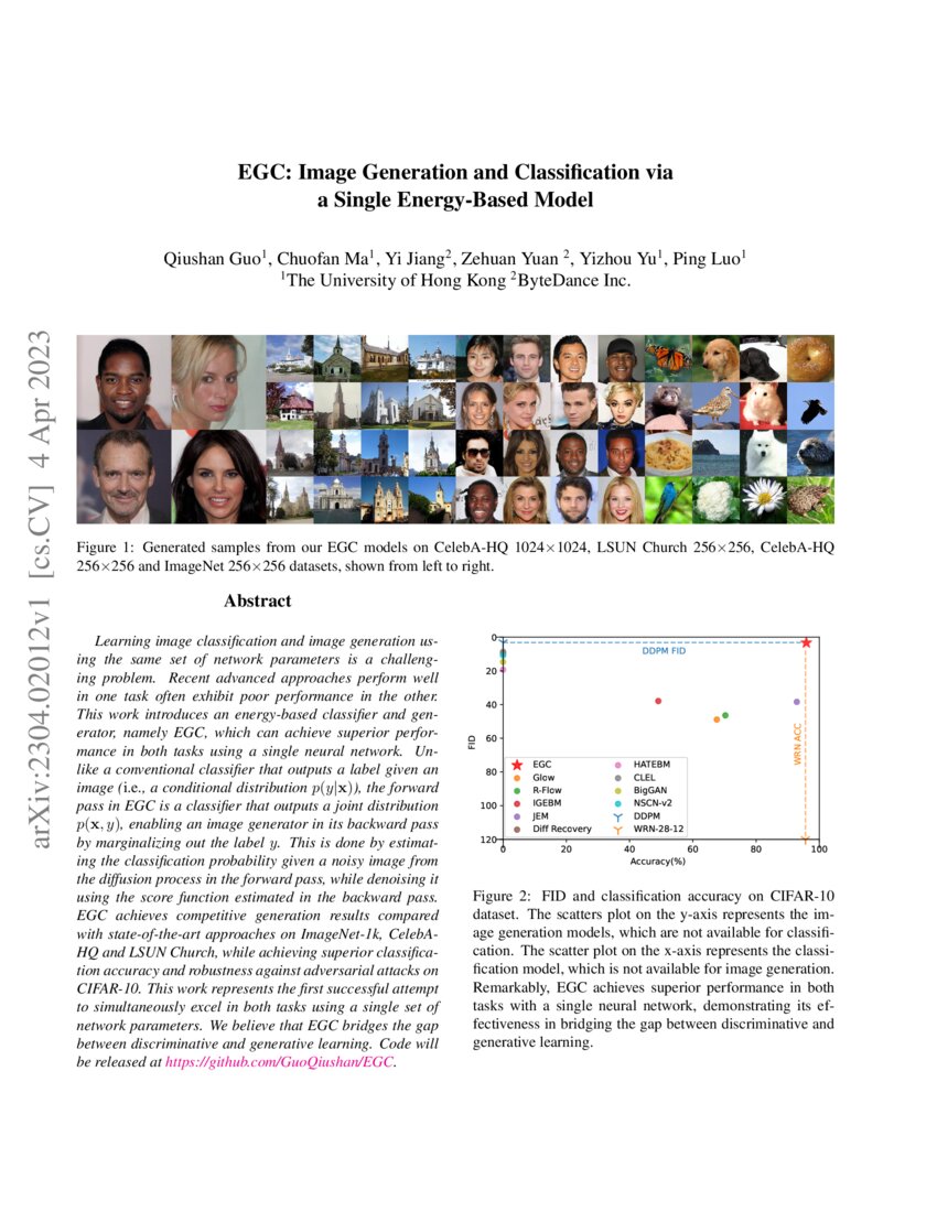 EGC: Image Generation and Classification via a Single Energy-Based ...