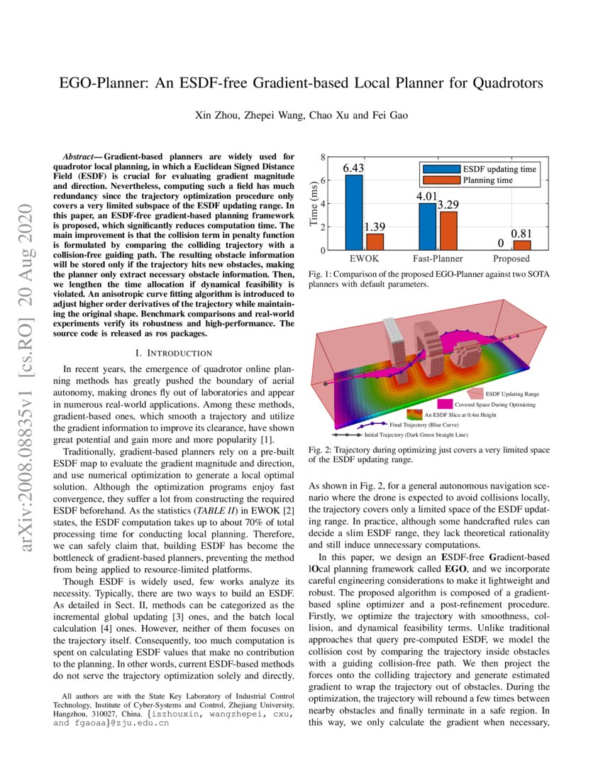 EGO-Planner: An ESDF-free Gradient-based Local Planner for Quadrotors ...