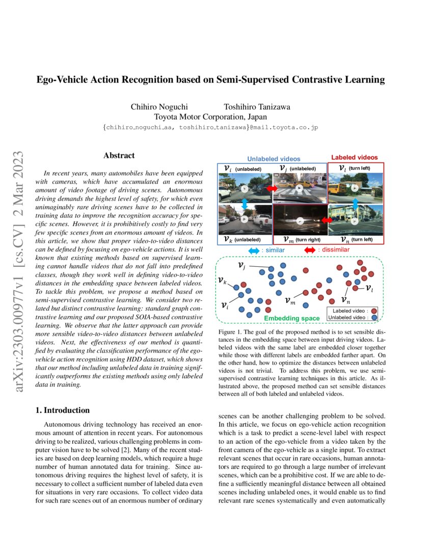 Ego Vehicle Action Recognition Based On Semi Supervised Contrastive Learning Deepai