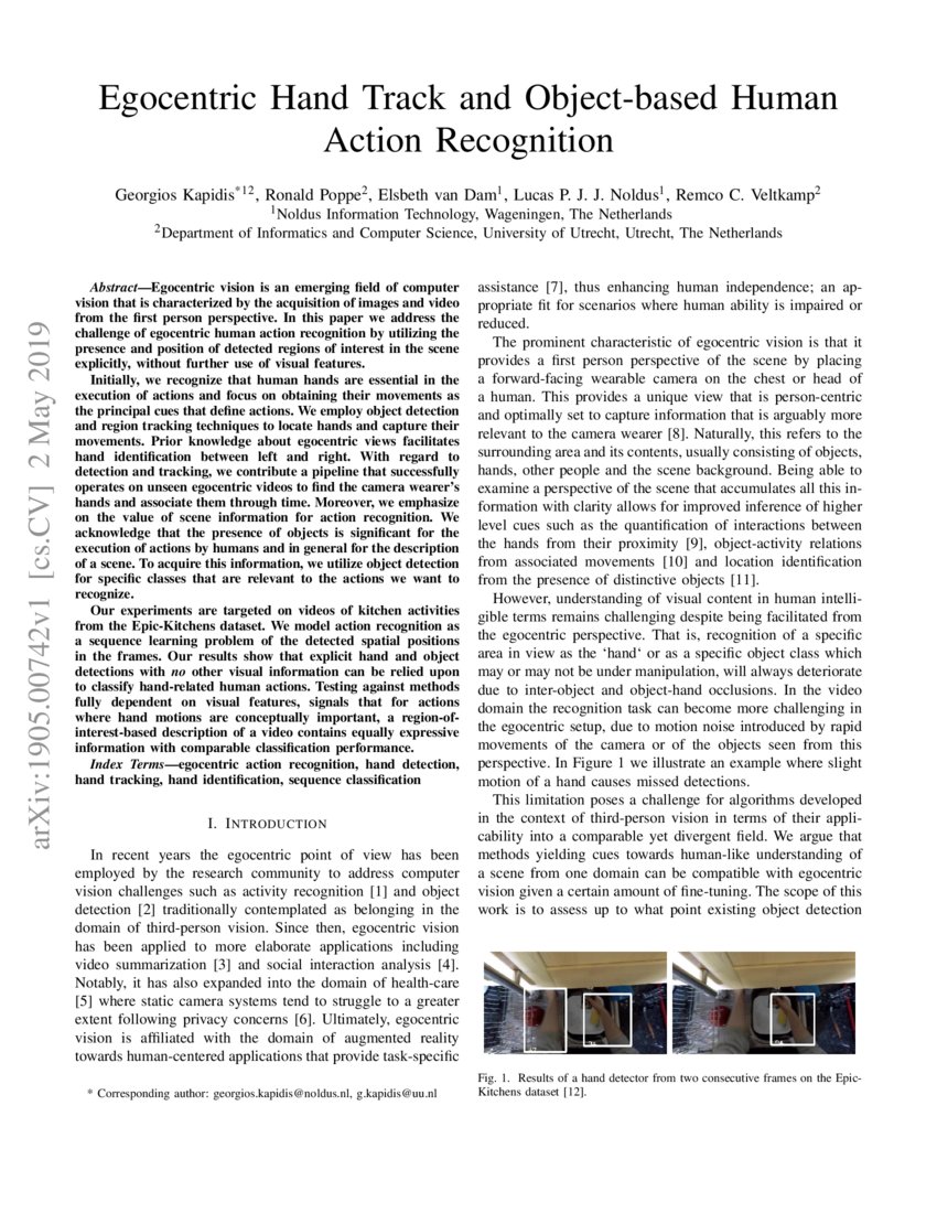 Egocentric Hand Track And Object Based Human Action Recognition Deepai