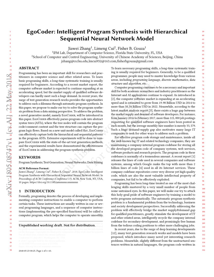 EgoCoder: Intelligent Program Synthesis with Hierarchical Sequential Neural Network Model | DeepAI