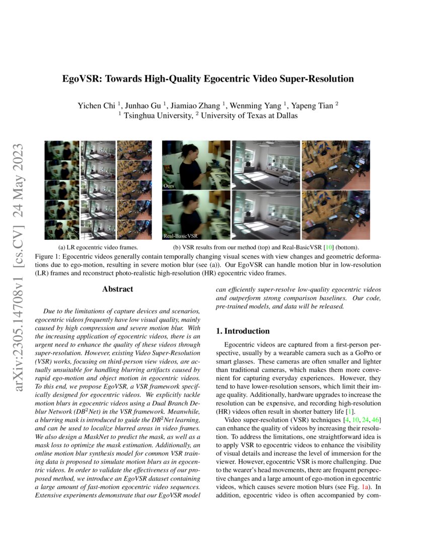 EgoVSR: Towards High-Quality Egocentric Video Super-Resolution | DeepAI