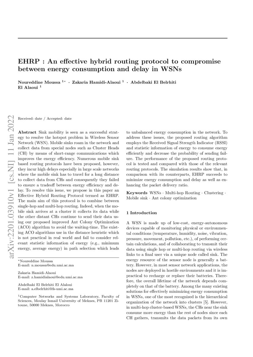 EHRP : An effective hybrid routing protocol to compromise between energy consumption and delay ...