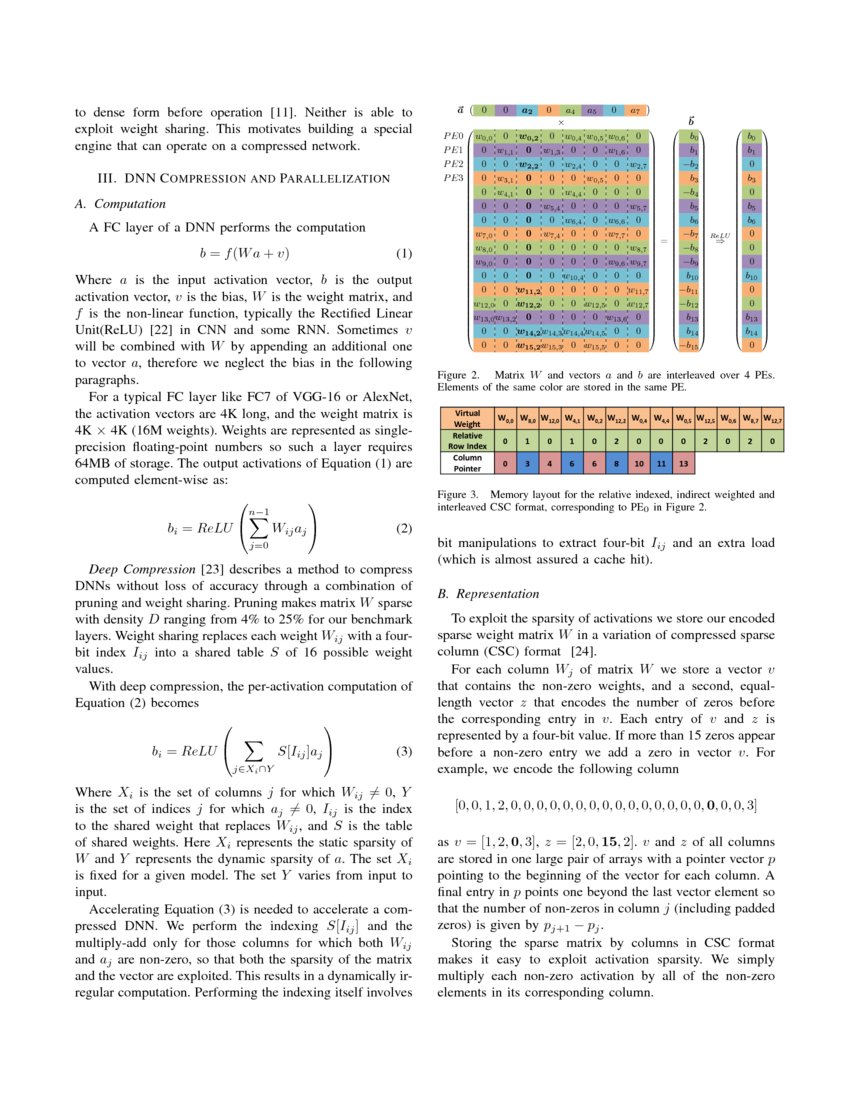 Eie Efficient Inference Engine On Compressed Deep Neural Network Deepai 